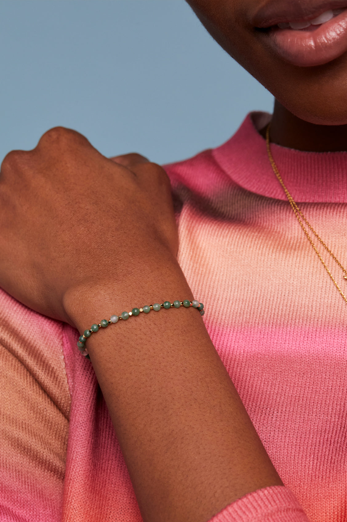 Estella Bartlett | Gold Plated Green Quartz Gemstone Amelia Bracelet with Adjustable Slider