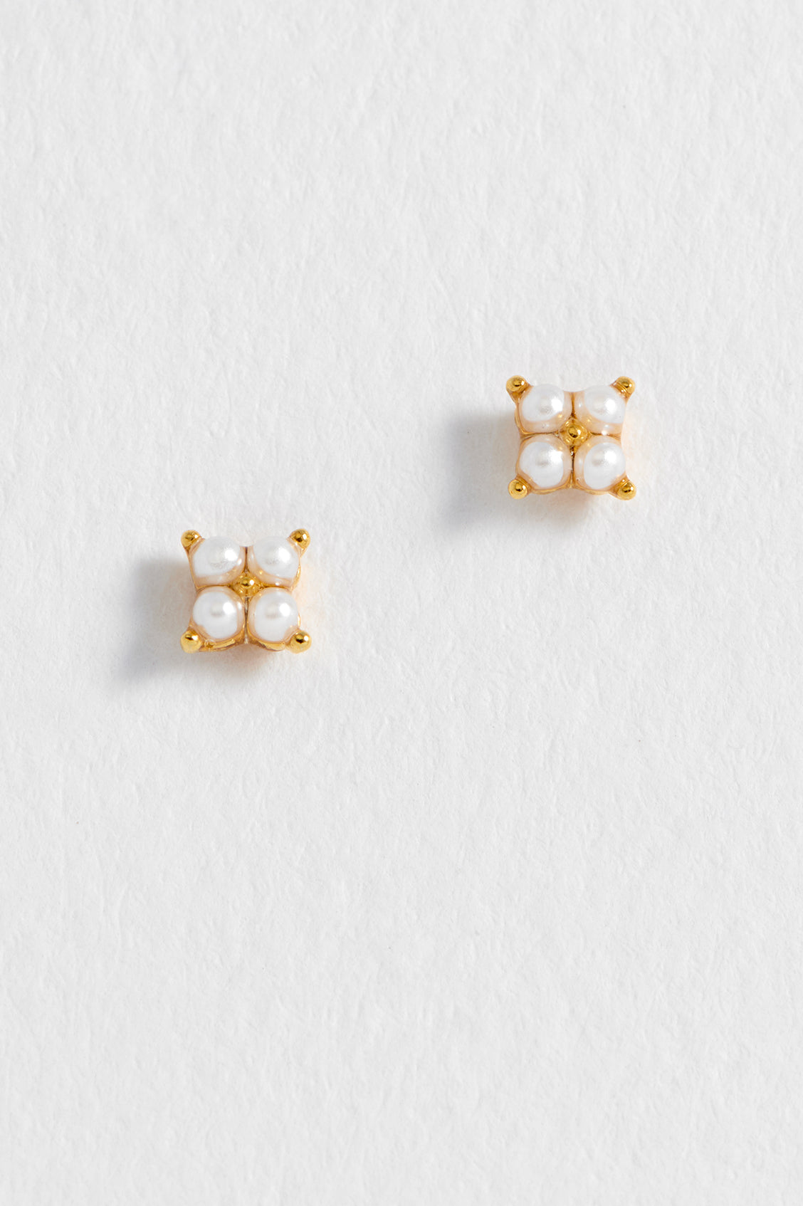 Gold Plated Mini Pearl Flower Studs | Estella Bartlett