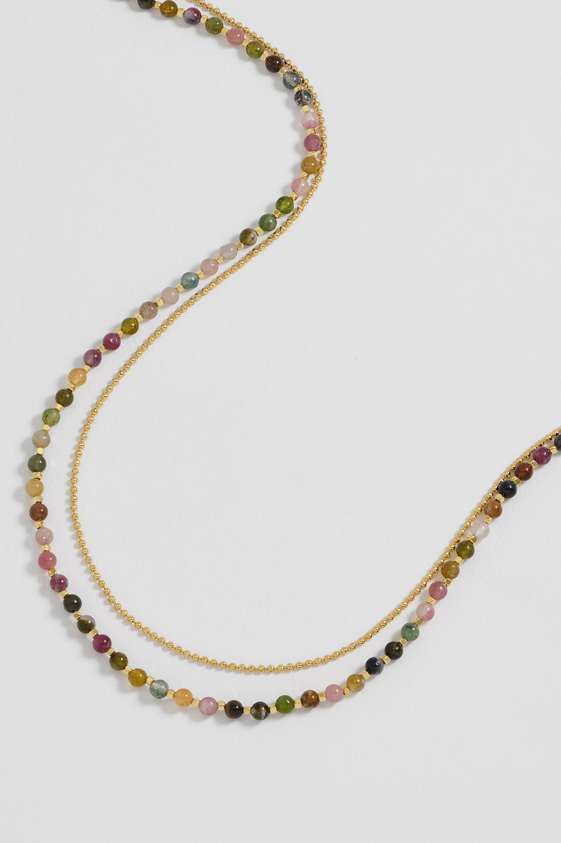 Gold Plated Tourmaline Gemstone Duo Necklace | Estella Bartlett