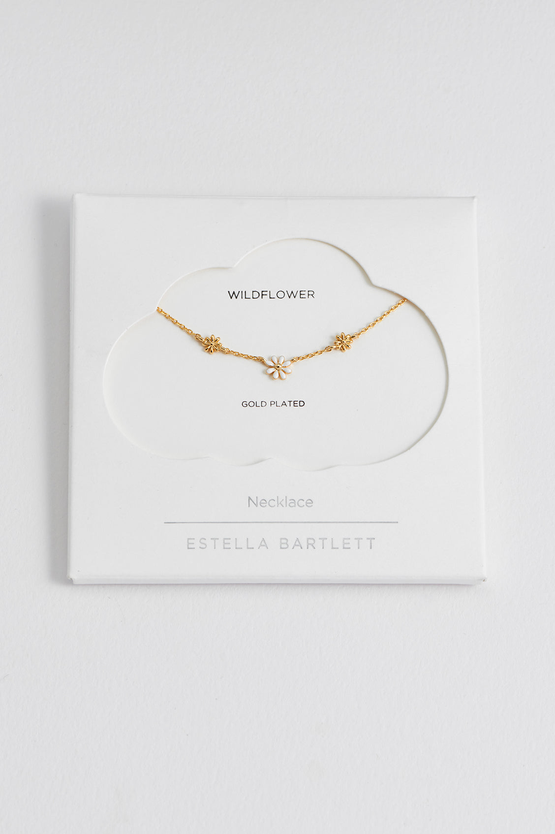 Gold Plated Triple Flower White Enamel Necklace | Estella Bartlett