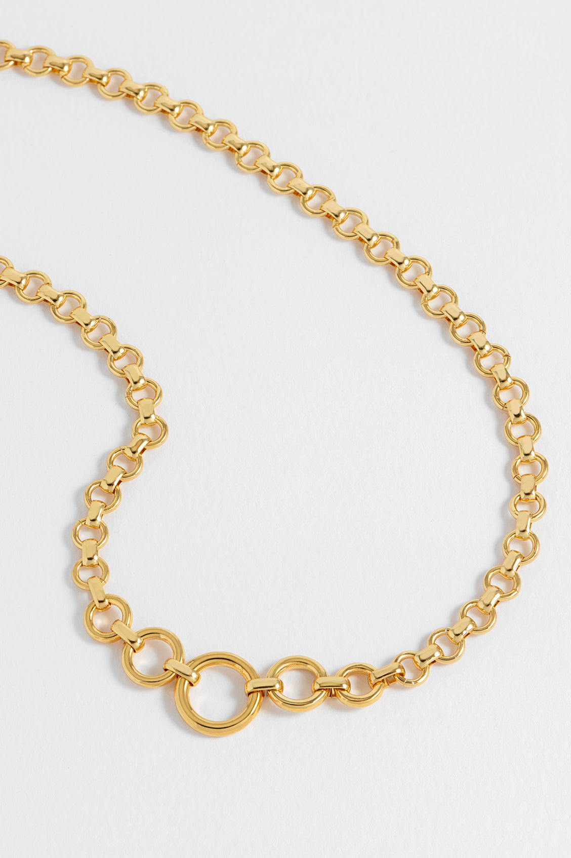 Gold Plated Graduated Round Link Chain Necklace | Estella Bartlett